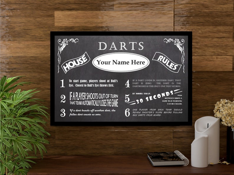 Personalized Vintage Chalkboard Looking Darts Rules Poster ...