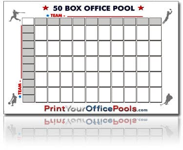 Reusable 50 Super Bowl Squares Box Block Pool Chart 22 X 34 - Great for ...