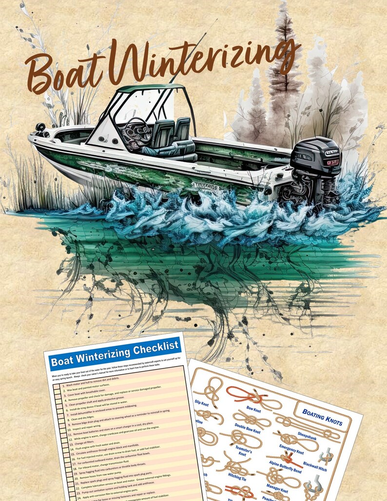 Laminated Boating Winterization Checklist & Boat Advanced Knots How to ...