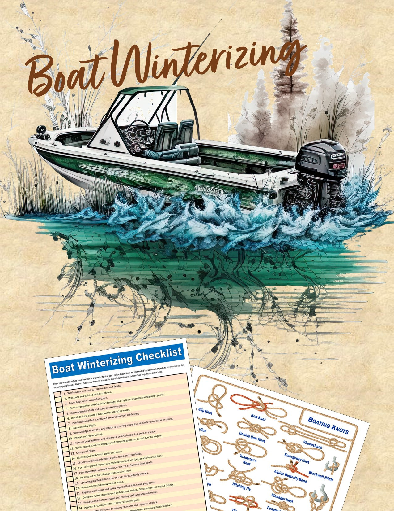 Laminated Boating Winterization Checklist & Boat Advanced Knots How to ...