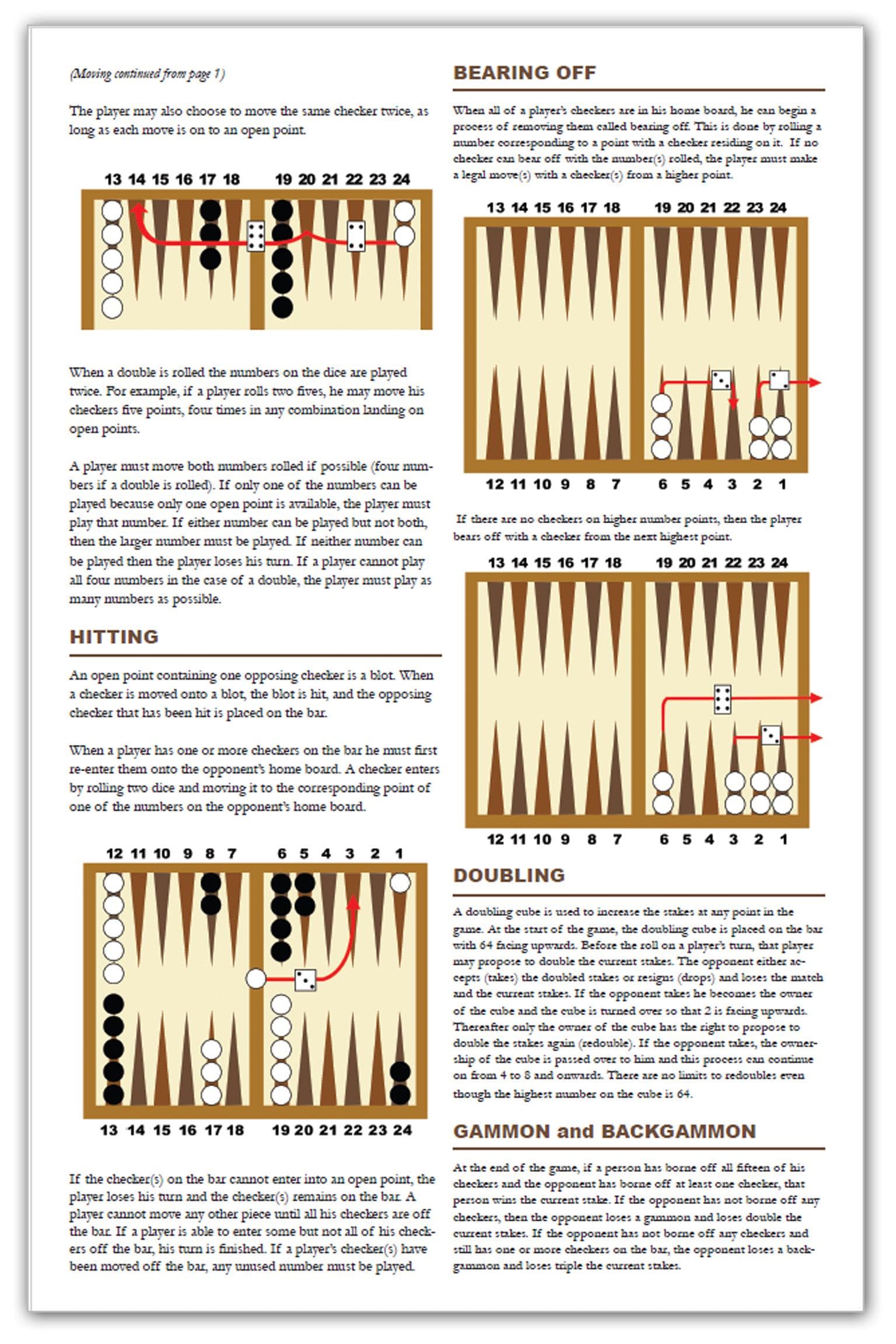 Laminated Rules of Backgammon Quick Reference Chart - Large 8 1/2 X 11 ...