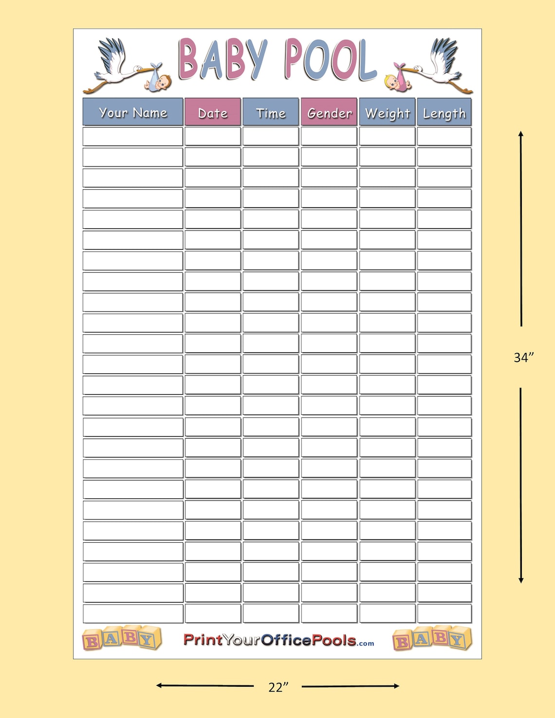 Erasable Baby Birth Pool Guess Game Pregnancy Due Date Baby Shower ...