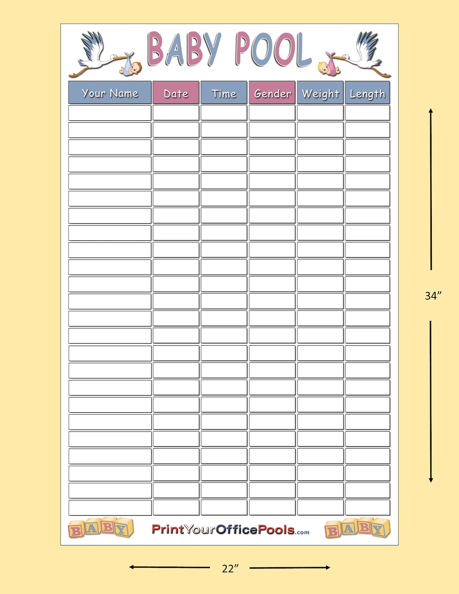 Erasable Baby Birth Pool Guess Game Pregnancy Due Date Baby Shower ...