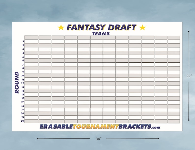 2026 SUPER FANTASY FOOTBALL Draft Kit - Draft Board - Holds 12 Teams 22 ...