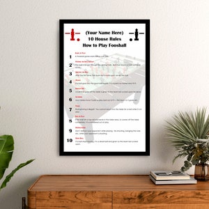 Personalized Foosball 10 House Rules Custom Art Poster - Personalized ...