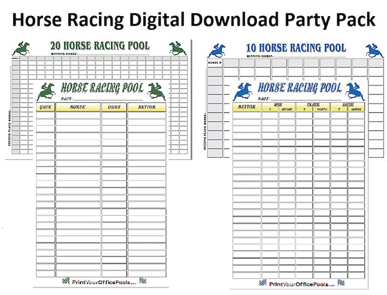 Horse Racing Party Betting Pack Printable for Kentucky Derby Belmont ...