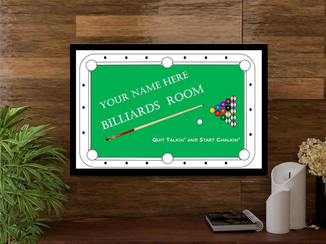 Custom Personalized Billiard Pool Table Room Poster - Framed Art ...