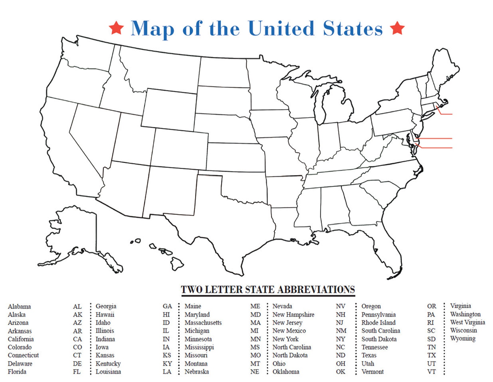Blank 50 United States Map Poster - 10 Pack - USA US Educational Map ...