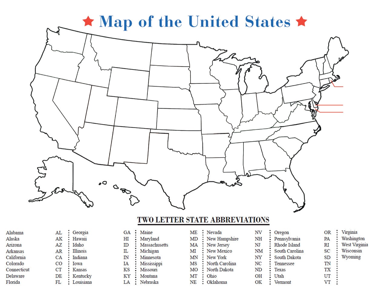 Blank 50 United States Map Poster - 10 Pack - USA US Educational Map ...