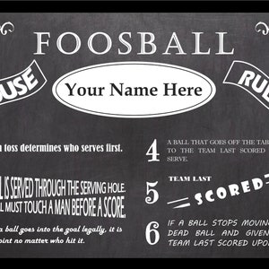 Personalized Vintage Chalkboard Looking Foosball Rules Poster ...