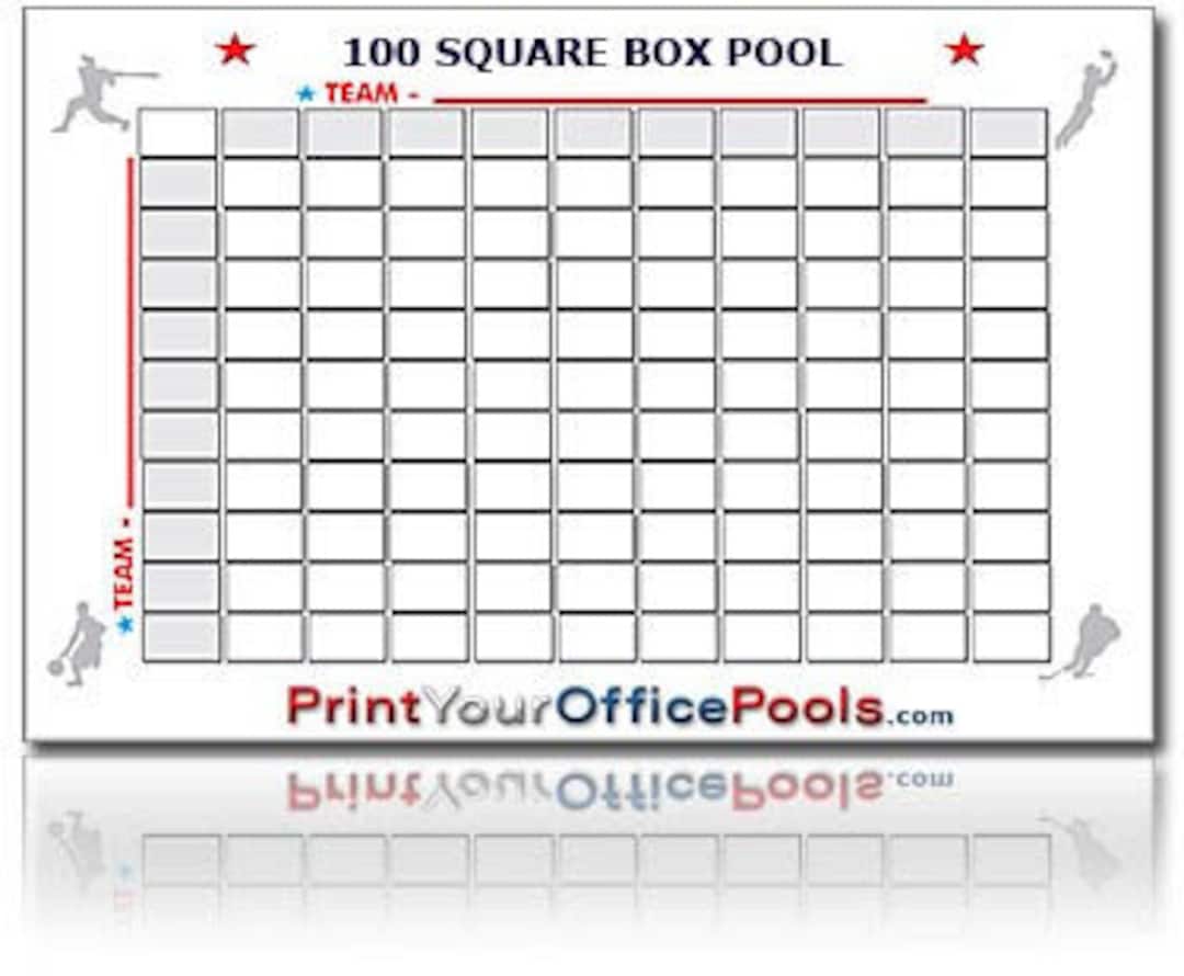 Reusable 100 Super Bowl NFL Squares Box Block Pool Laminated Chart 22 X ...