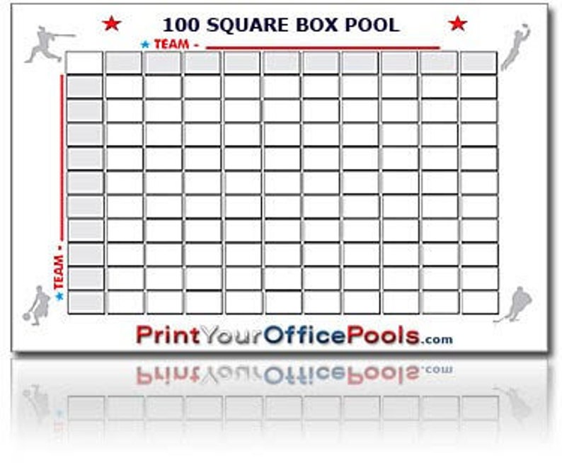 Reusable 100 Super Bowl NFL Squares Box Block Pool Laminated Chart 22 X ...