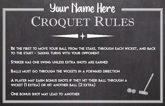 Custom Croquet Sign Rules Yard Game Sign Outdoor Party | Etsy