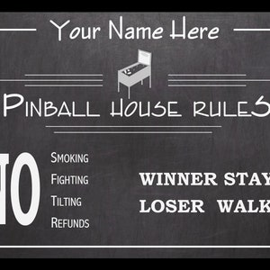 Personalized Modern Chalkboard Looking Pinball House Rules Poster - Art ...