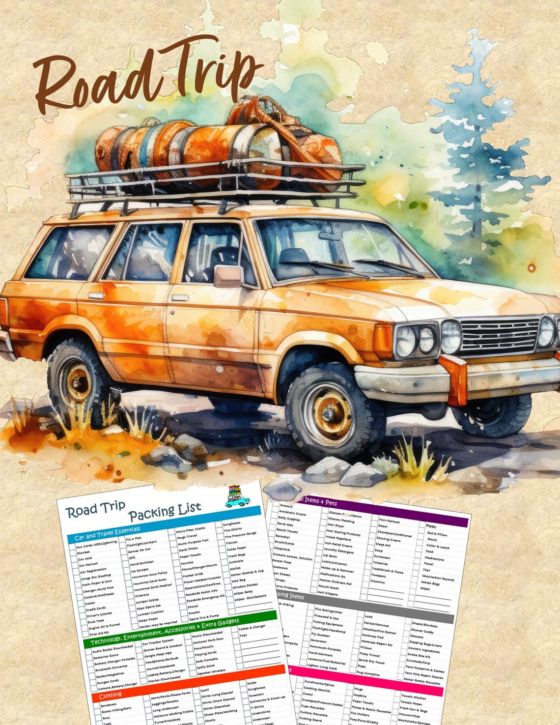 Laminated Road Trip Checklist - Ultimate Planner Packing List Never ...