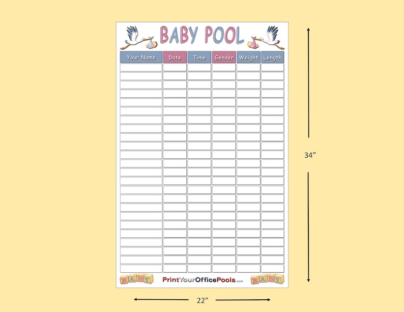 Erasable Baby Birth Pool Guess Game Pregnancy Due Date Baby Shower ...