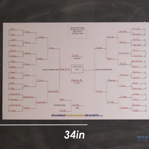 22 X 34 Erasable Tournament Bracket 32 Player/team Single Elimination ...