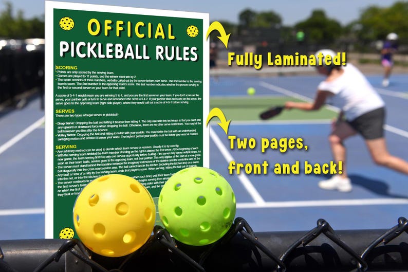Pickleball Laminated Rules Sheet 2 Pack | 11 X 17 & 8 1/2 X 11 | Large ...