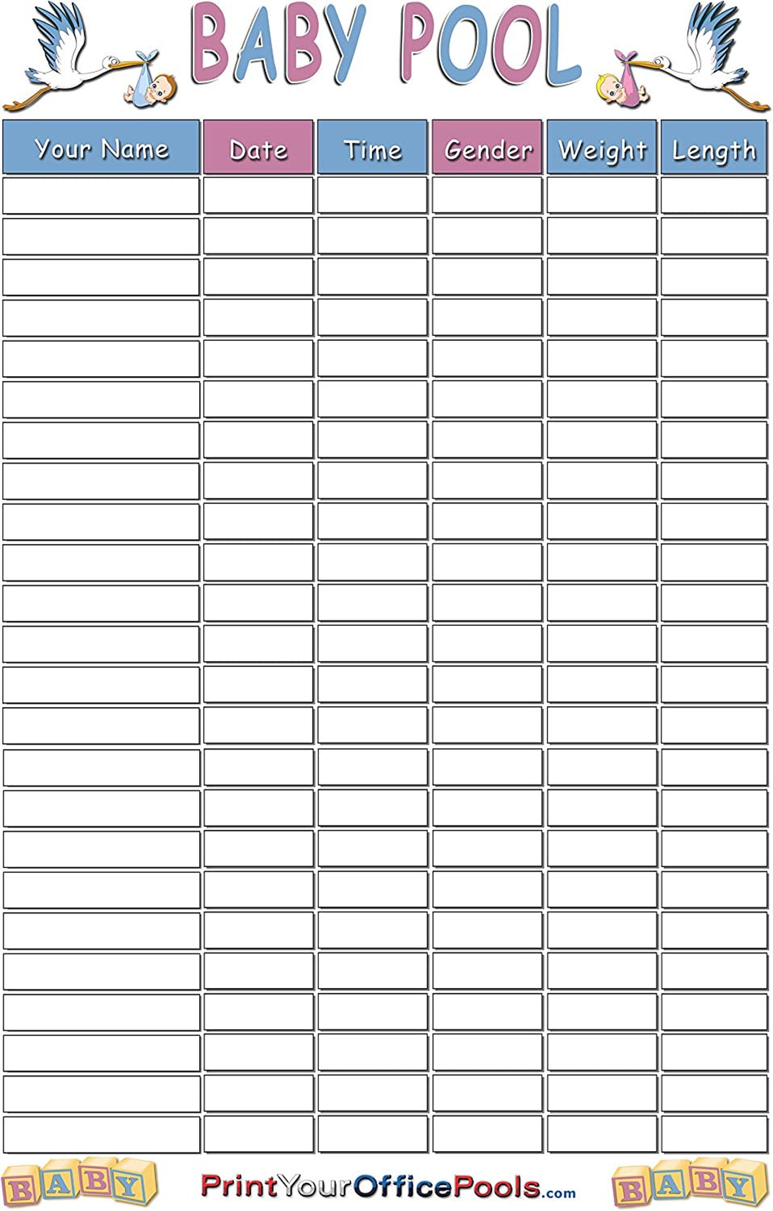 Erasable Baby Birth Pool Guess Game Pregnancy Due Date Baby Shower ...