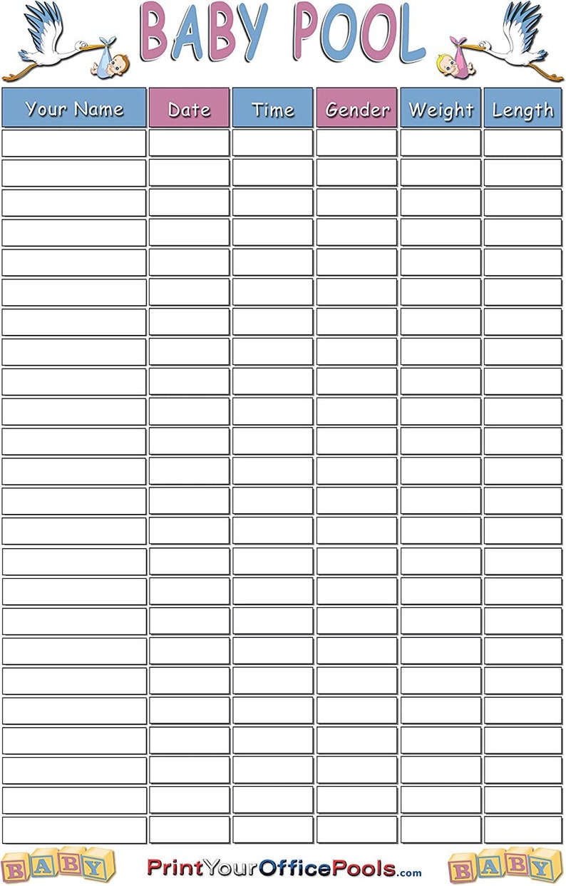 Erasable Baby Birth Pool Guess Game Pregnancy Due Date Baby Shower ...