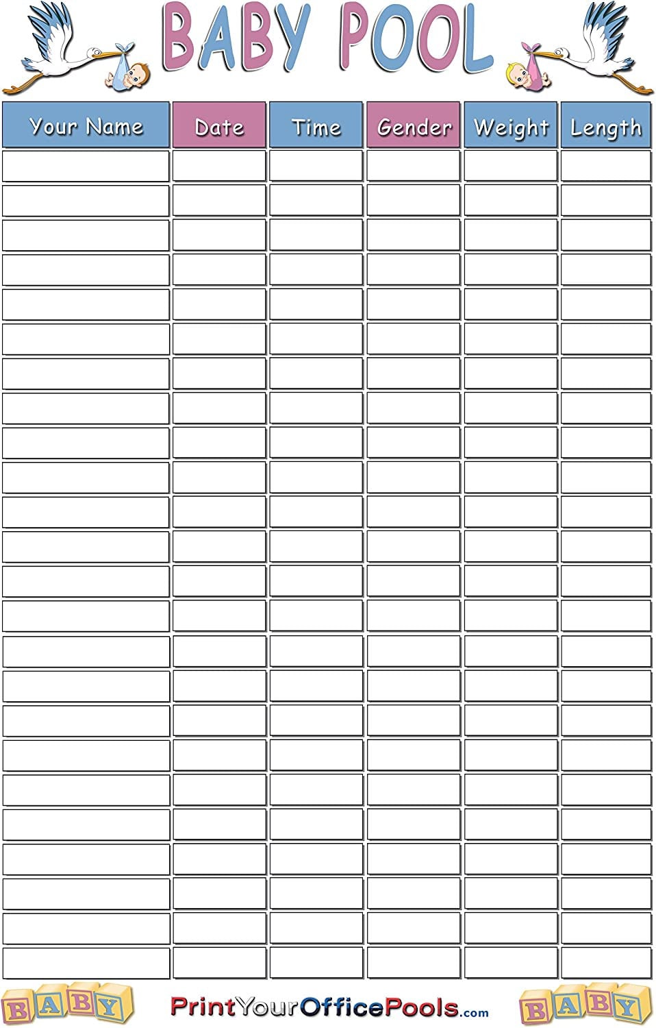 Erasable Baby Birth Pool Guess Game Pregnancy Due Date Baby Shower ...