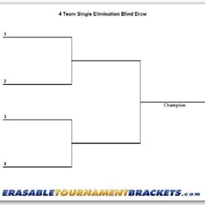 Erasable Tournament Bracket 4 Player/team Single Elimination Blind Draw ...
