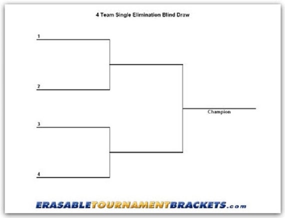 Erasable Tournament Bracket 4 Player/team Single Elimination - Etsy