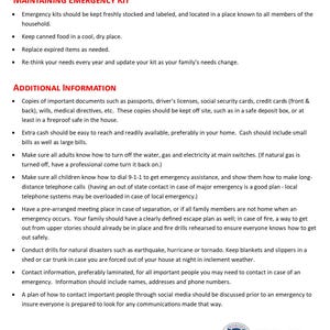 Disaster & Emergency Preparedness Laminated Double Sided Checklist ...