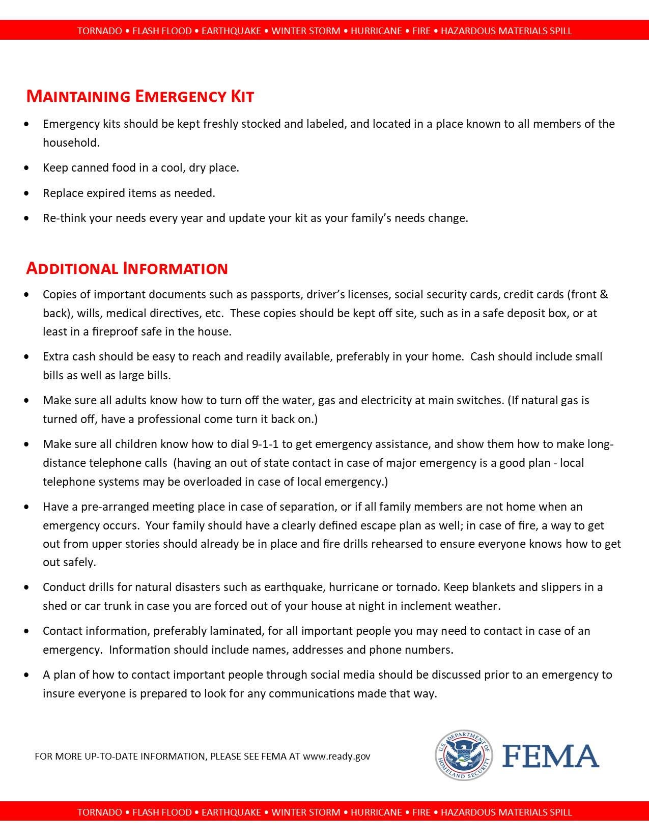 Disaster & Emergency Preparedness Laminated Double Sided Checklist ...