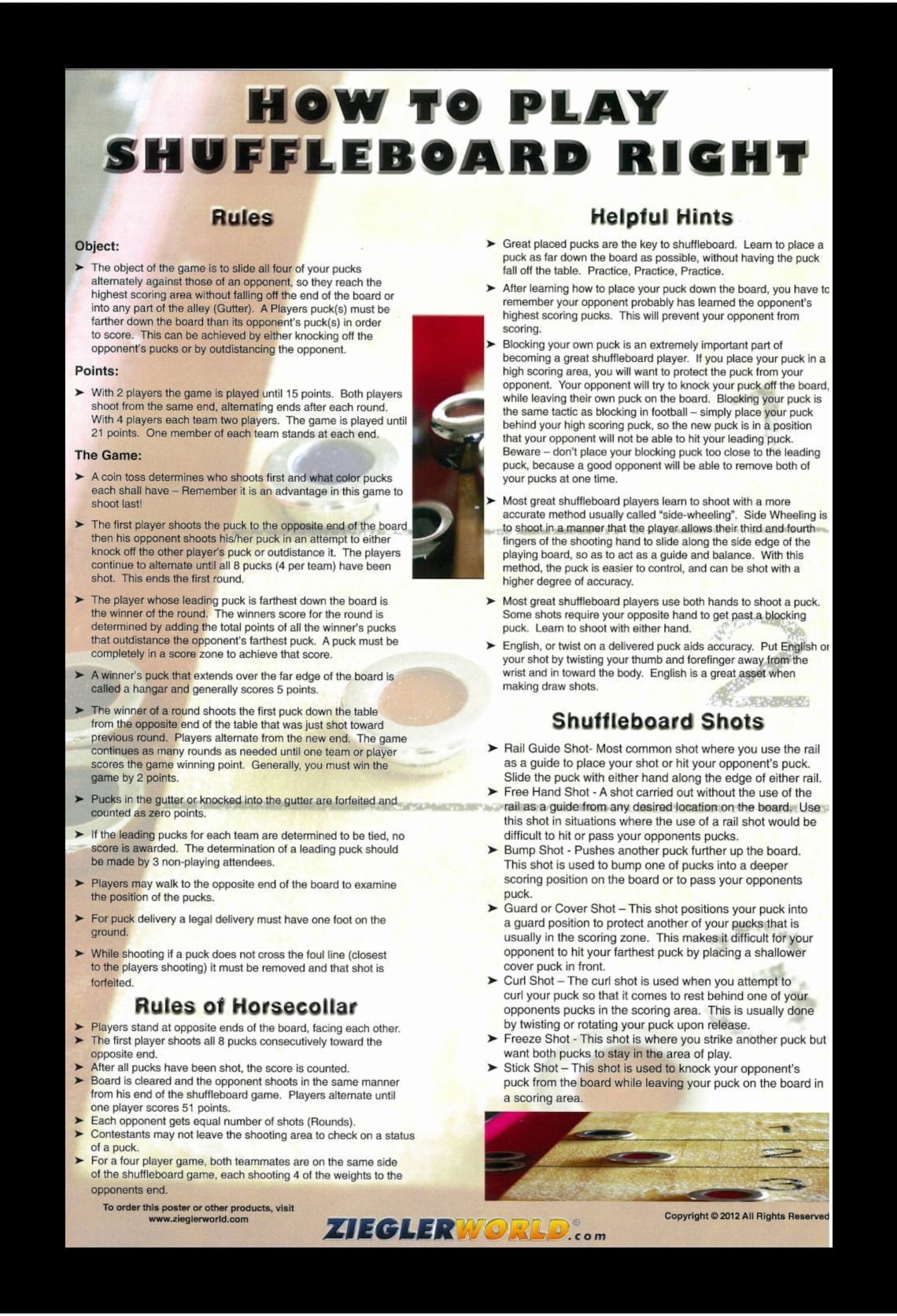 How to Play Table Shuffleboard Right Rules and Hints Poster Framed Art ...