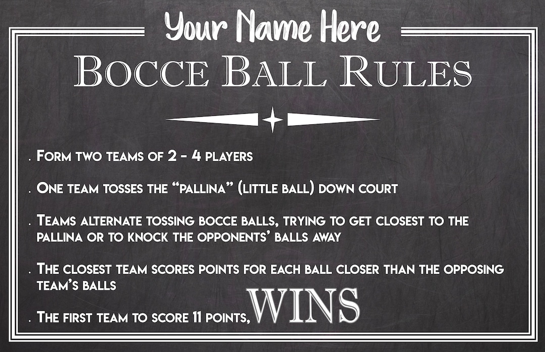 Custom Bocce Ball Sign Rules, Yard Game Sign, Outdoor Party, Wedding ...