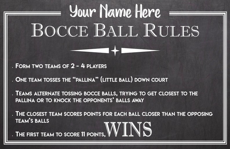 Custom Bocce Ball Sign Rules, Yard Game Sign, Outdoor Party, Wedding ...