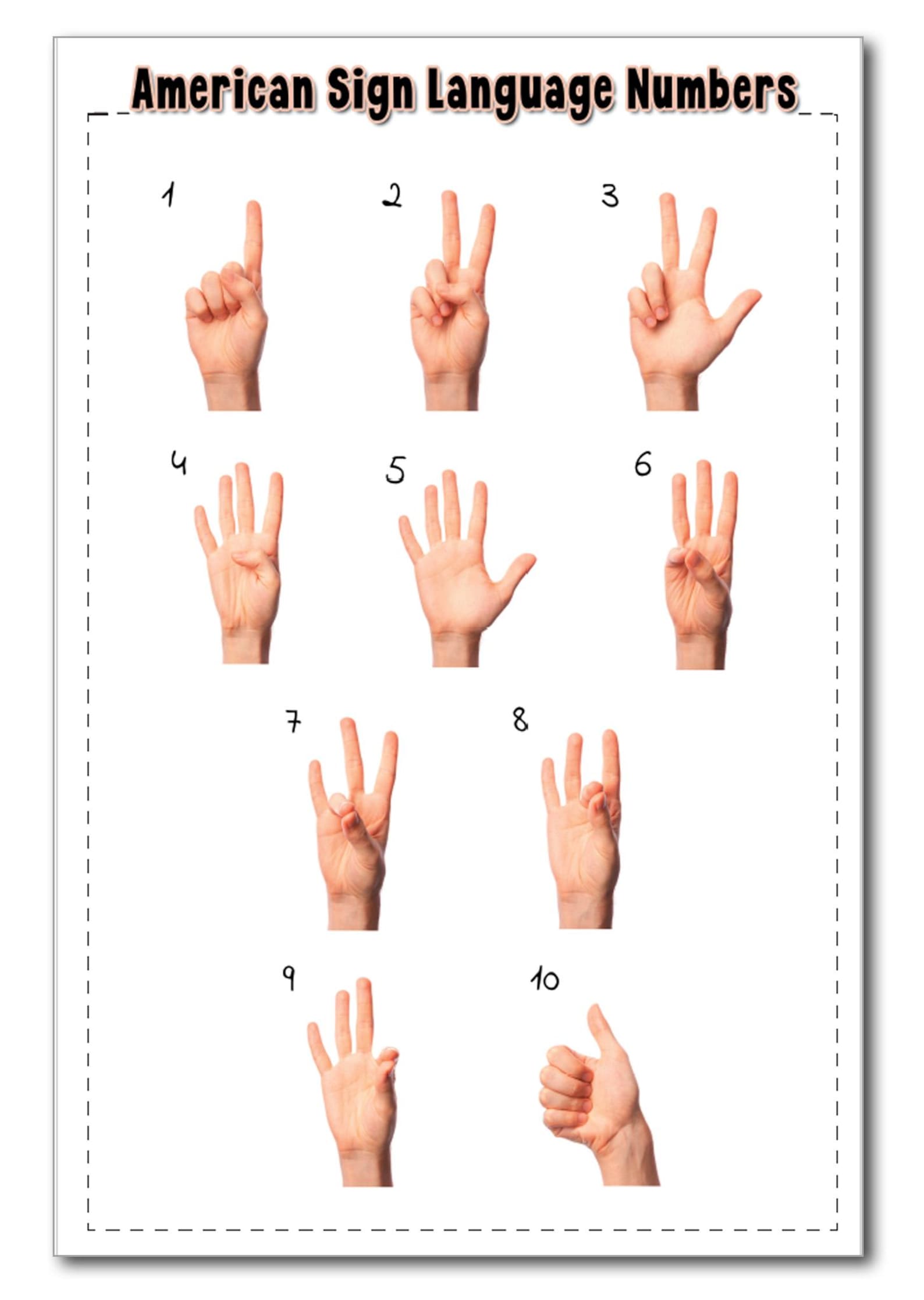 American Sign Language ASL Alphabet & Numbers Laminated Double Sided ...
