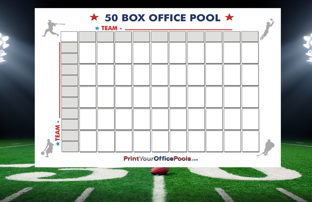 Laminated Reusable 50 Super Bowl Square Box Block Pool Chart 22 X 34 ...