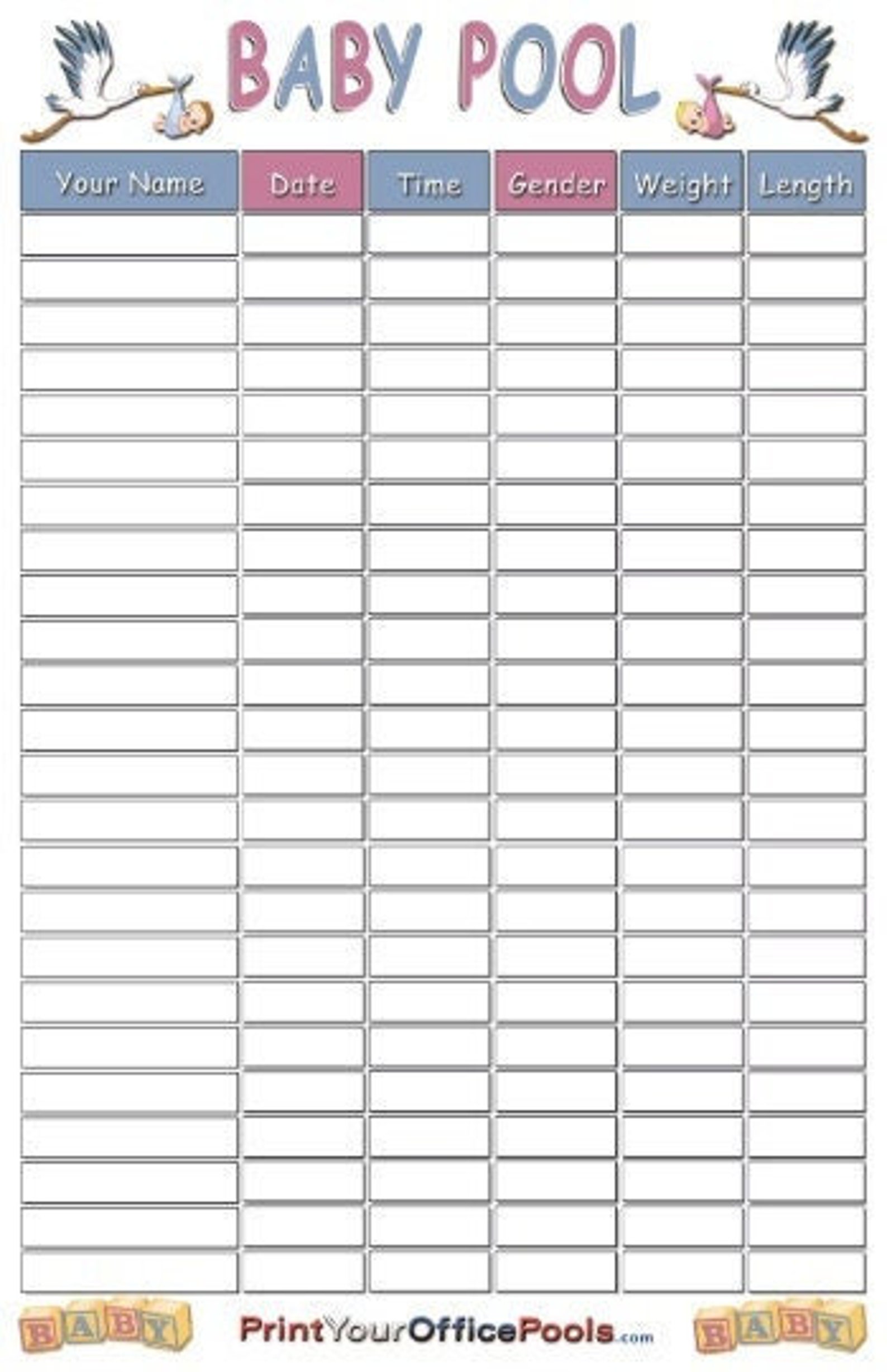 Erasable Baby Birth Pool Guess Game Pregnancy Due Date Baby Shower ...