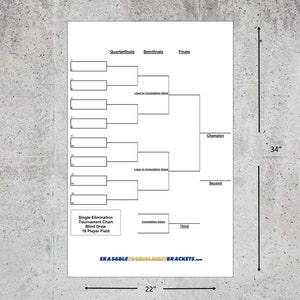 Reusable Tournament Bracket - Single Elimination Blind Draw 16 Team ...
