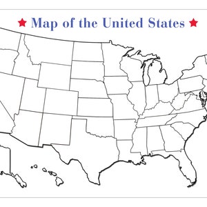 Blank 50 United States Outline Map Poster Laminated | Blank Wall Map ...
