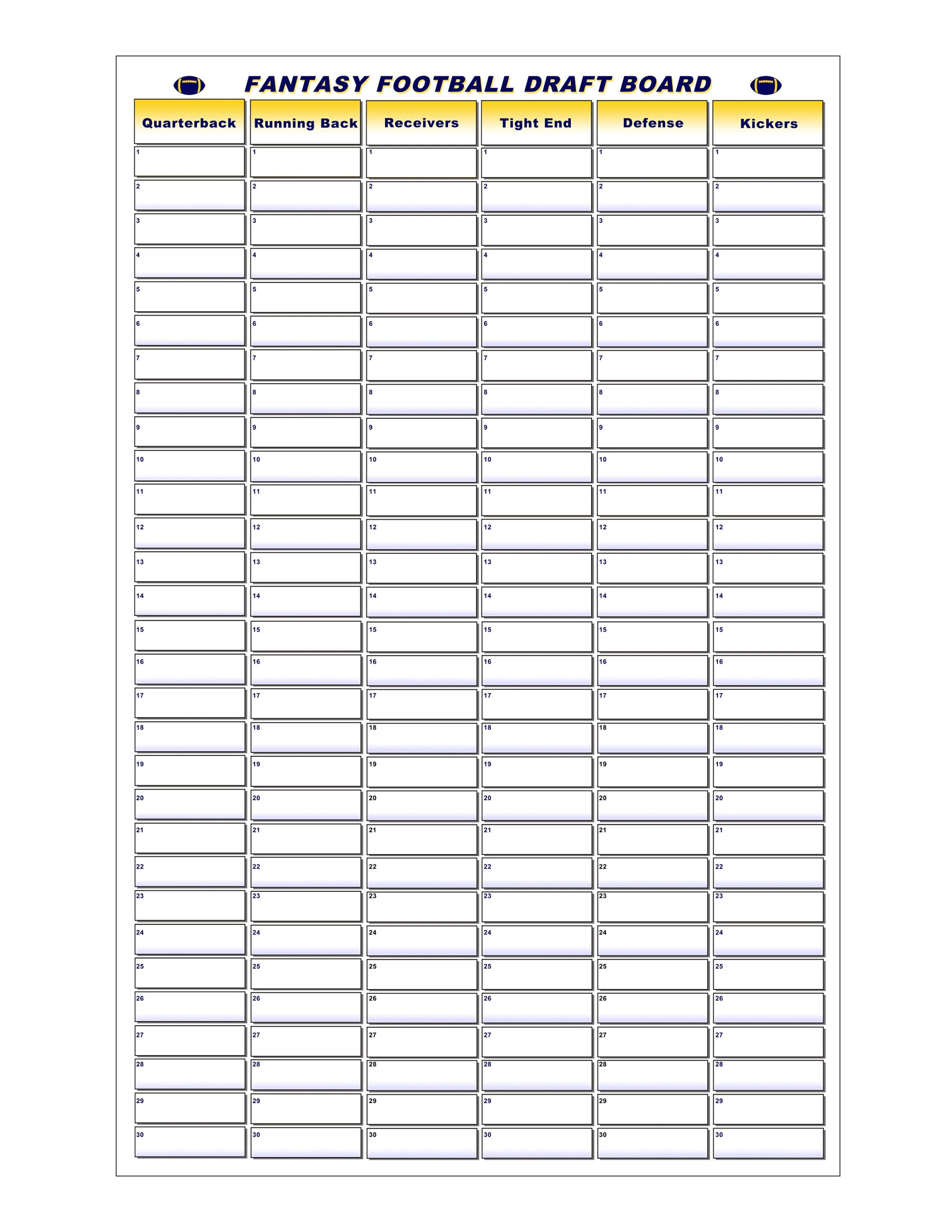 2023 FANTASY FOOTBALL PRINTABLE Draft Kit Board Instant Download twin Pack Holds 12 Teams 22 ...