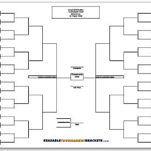 Erasable Tournament Bracket 64 Player/team Single Elimination Blind ...
