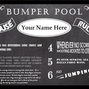 Personalized Vintage Chalkboard Looking Bumper Pool Table Rules Poster ...