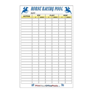 22 X 34 Erasable Chart - Win Place Show Horse Betting Pool for Kentucky ...