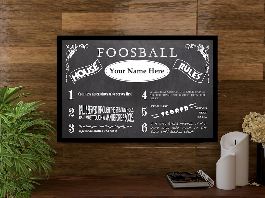 Personalized Vintage Chalkboard Looking Foosball Rules Poster ...