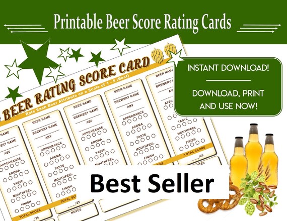 Printable Beer Flight Rating Score Card Tasting Score Sheet | Etsy