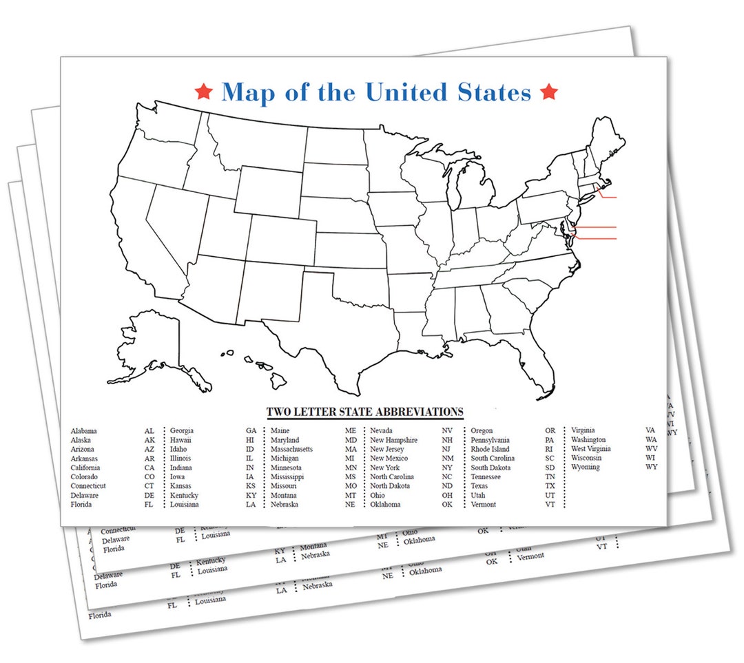 Blank 50 United States Map Poster - 10 Pack - USA US Educational Map ...