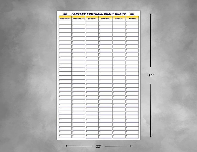 2025 SUPER FANTASY FOOTBALL Draft Kit - Draft Board - Holds 12 Teams 22 ...