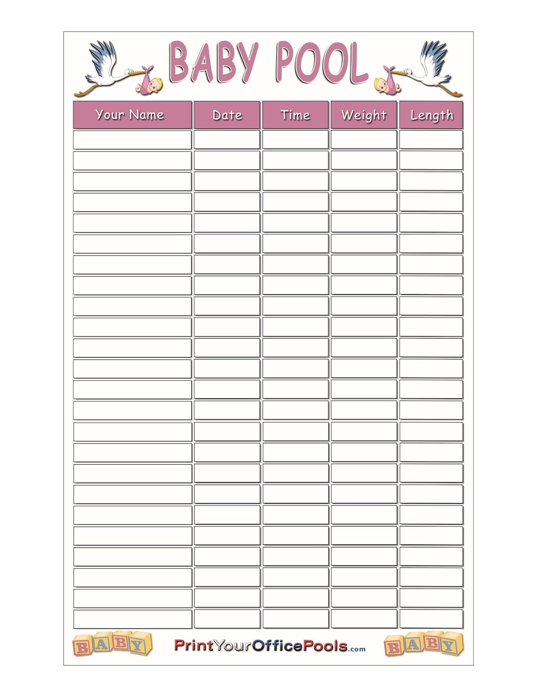 Baby Birth Game Pregnancy Due Date Guess Game Baby Shower Games Chart ...