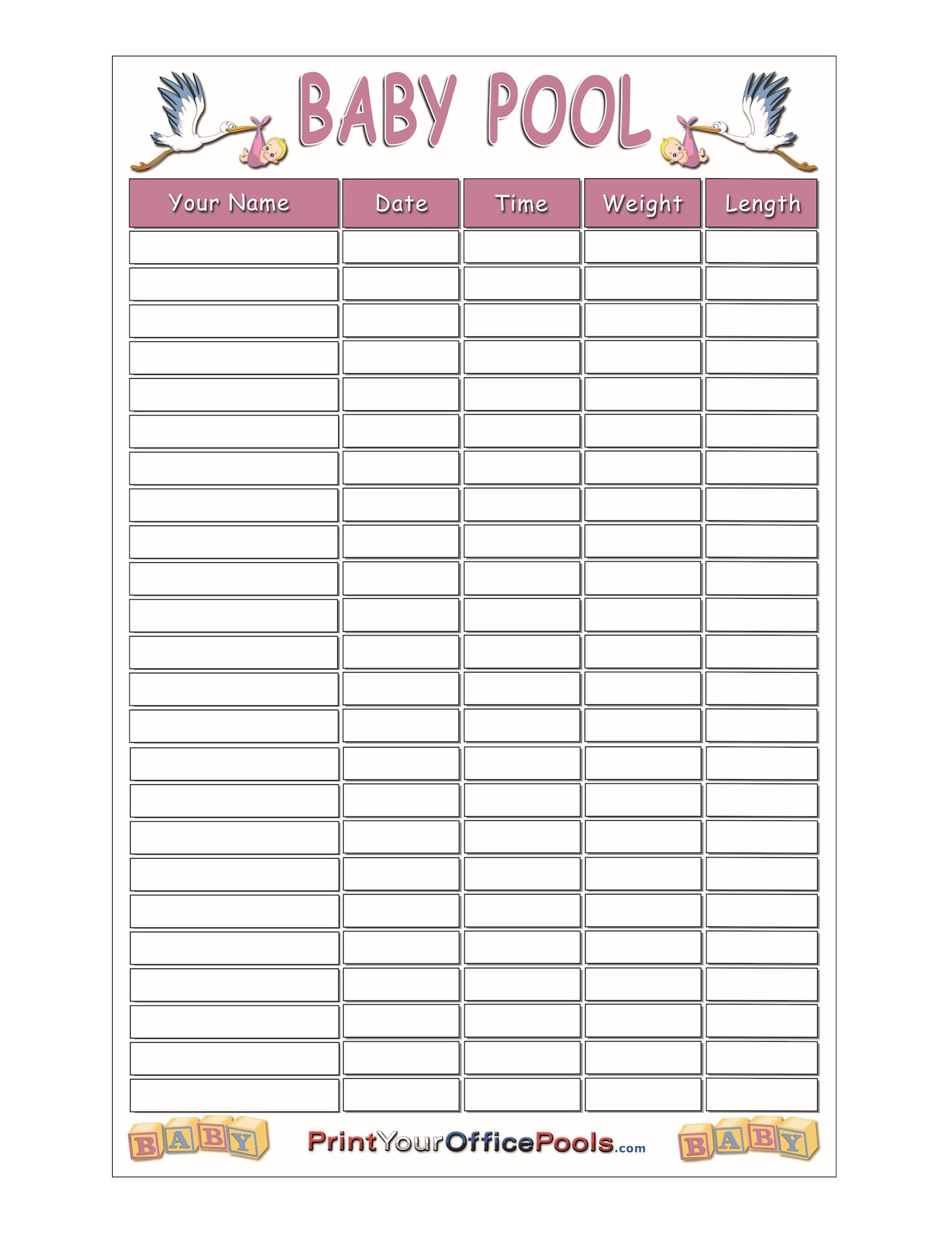 Baby Birth Game Pregnancy Due Date Guess Game Baby Shower Games Chart ...