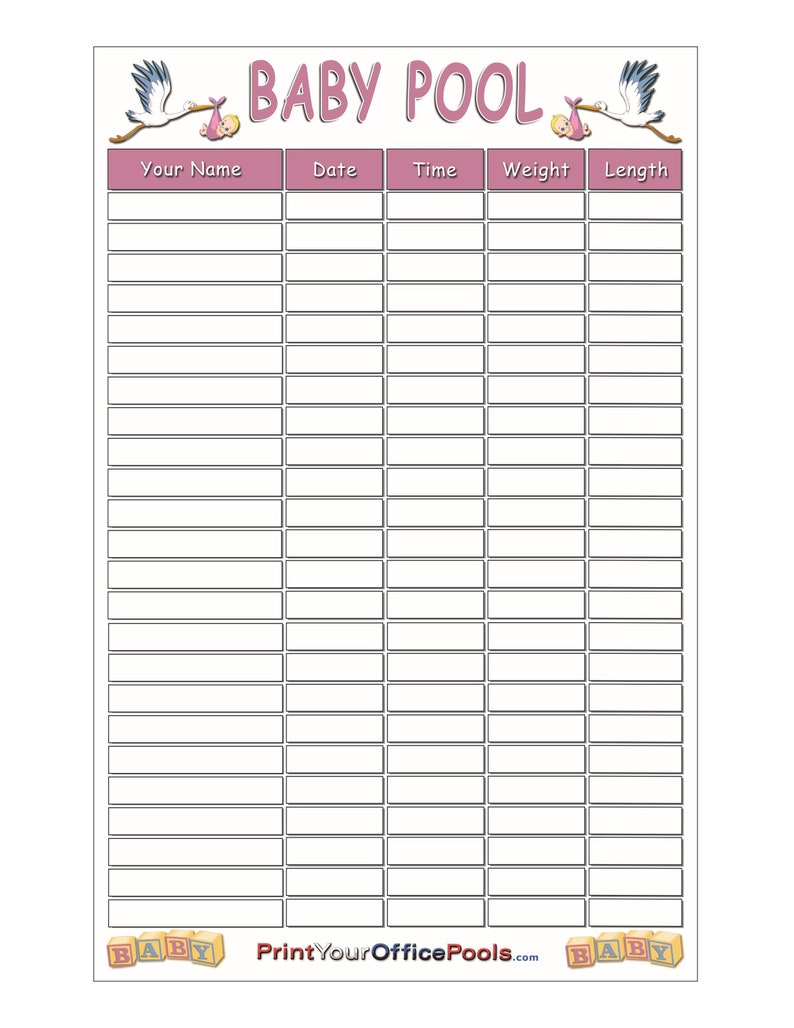 Baby Birth Game Pregnancy Due Date Guess Game Baby Shower Games Chart ...