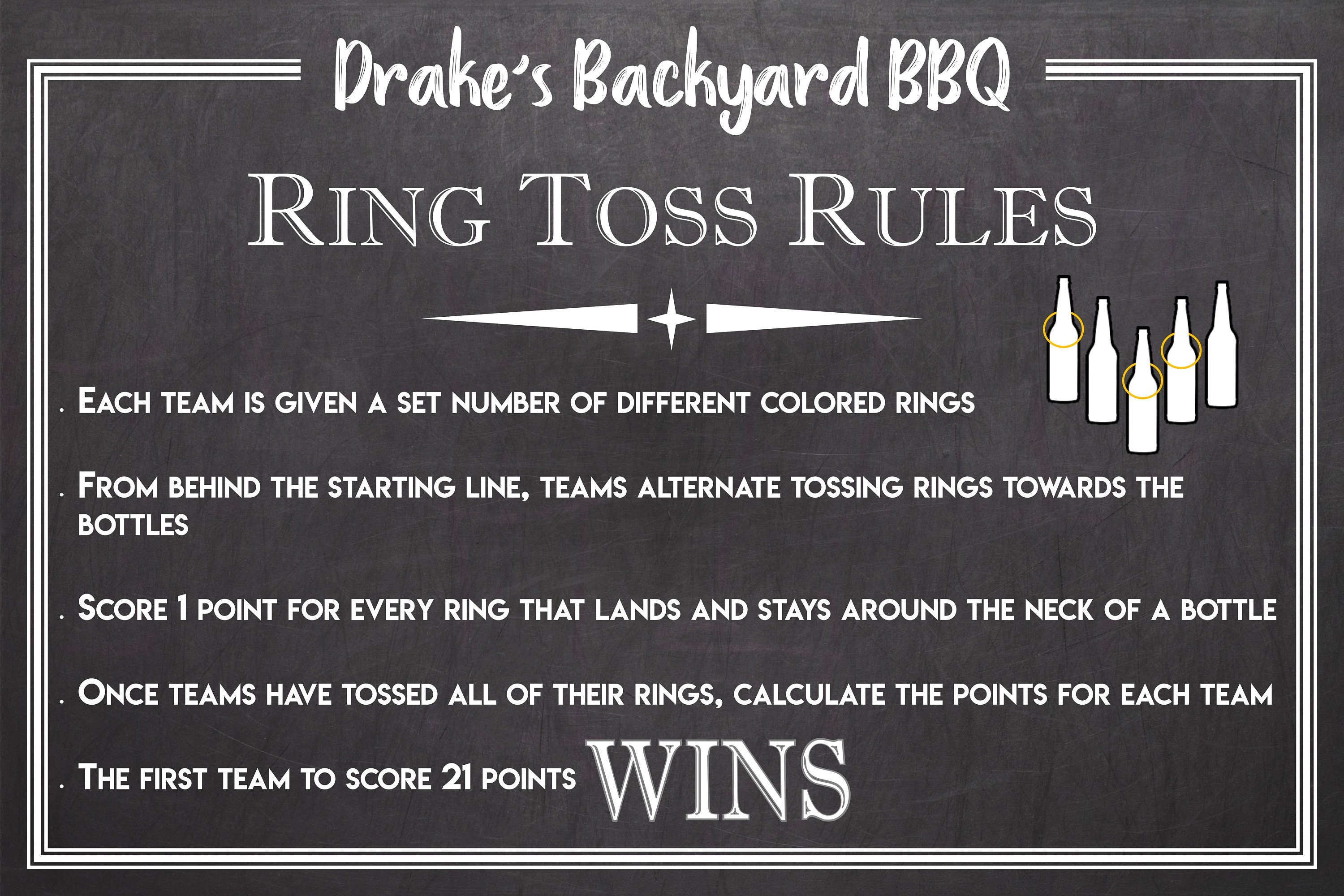 Custom Vintage Looking Ring Toss Sign Rules Yard Game Sign Etsy
