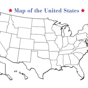 Blank 50 United States Outline Map Poster Laminated | Blank Wall Map ...